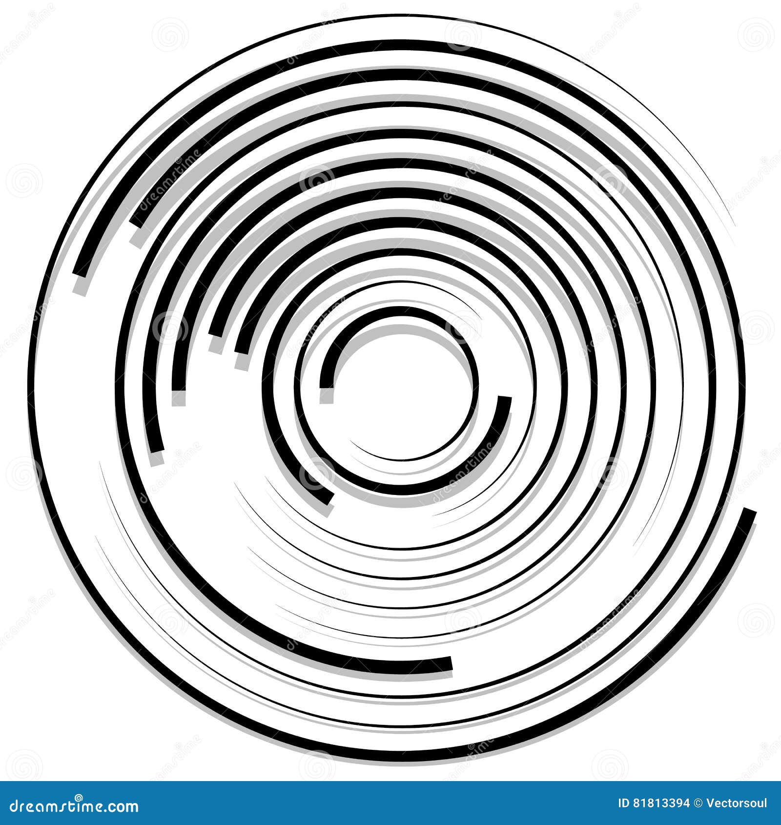 Concentric Random Circles with Dynamic Lines. Circular Spiral, S Stock ...