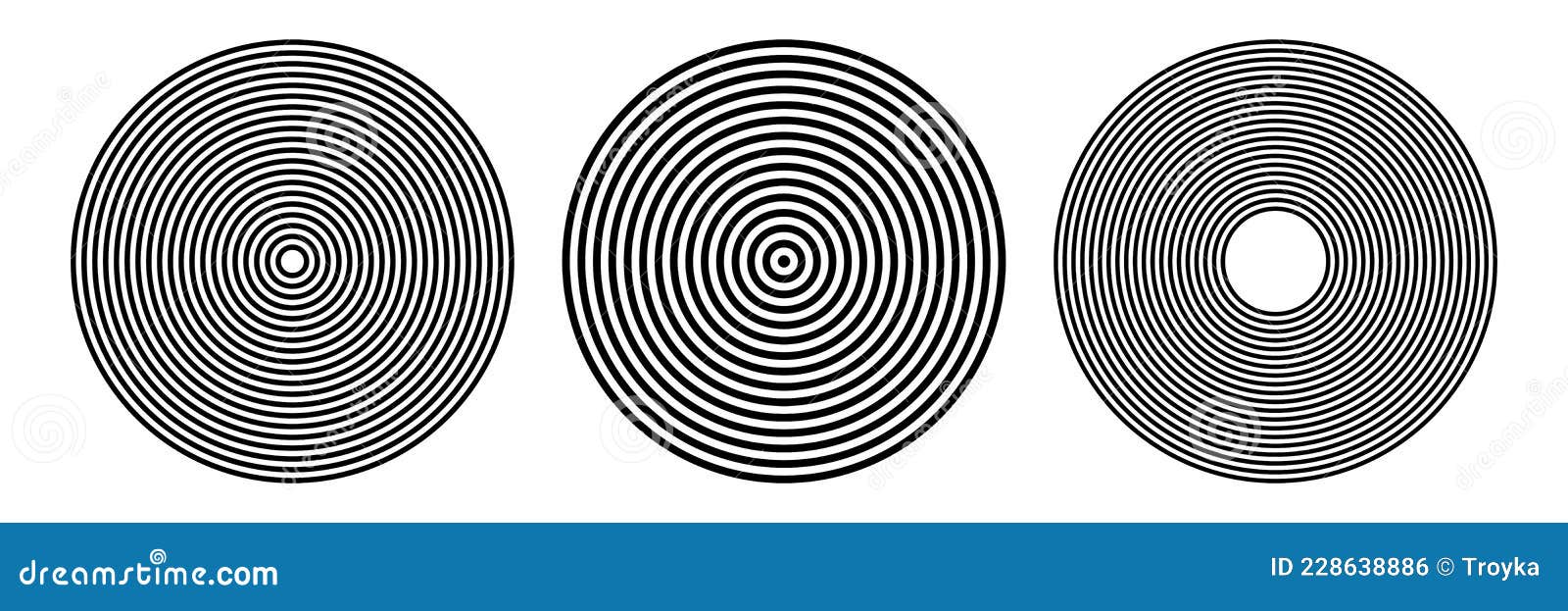 Concentric Rings Patterns. Set of Circle Design Elements Stock Vector ...