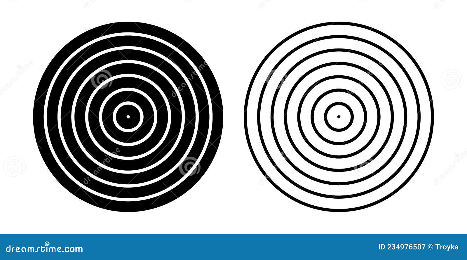 Concentric Rings in Target Icons. Design Elements Set Stock Vector ...