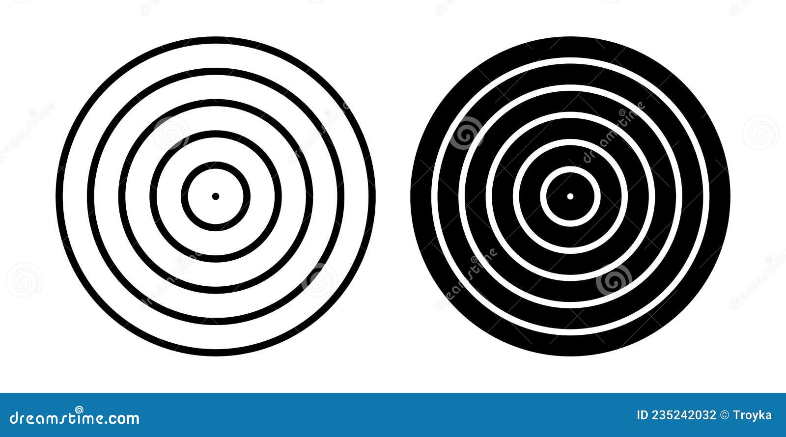 Concentric Rings in Target Icons. Design Elements Set Stock Vector ...