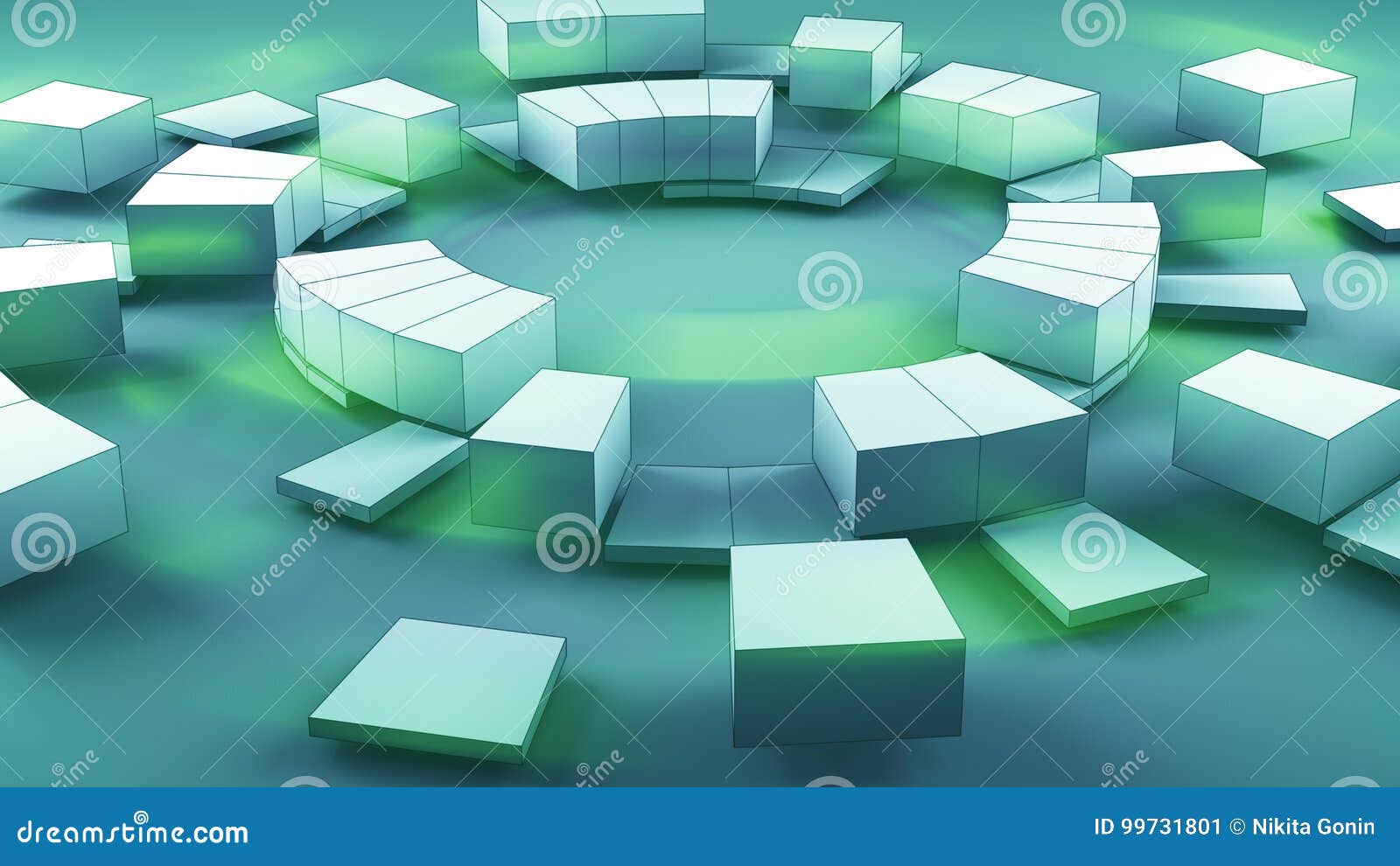 Concentric Segmented Circles Abstract 3d Render Stock Illustration