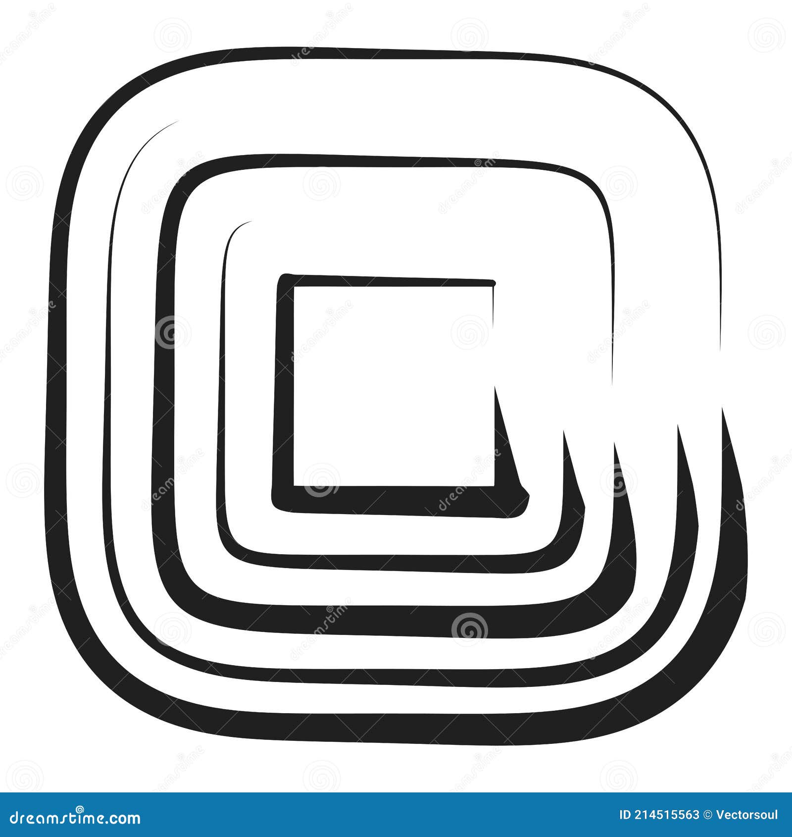 Concentric Square Element. Square with Drawn Lines Vector Illustration ...