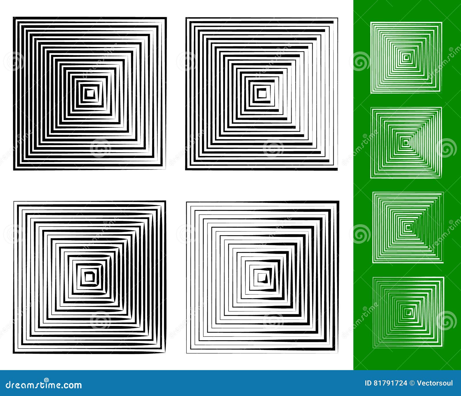 Concentric Squares Geometric Element. Set of 4 Version Stock Vector ...