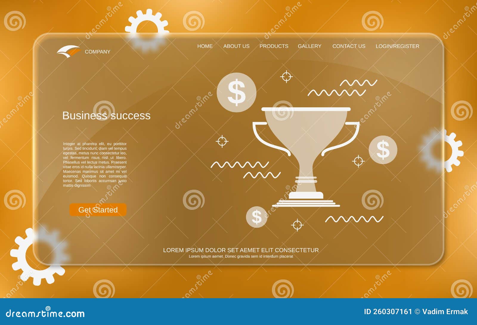 Business Success, Award Flat Style Vector Concept Stock Vector ...