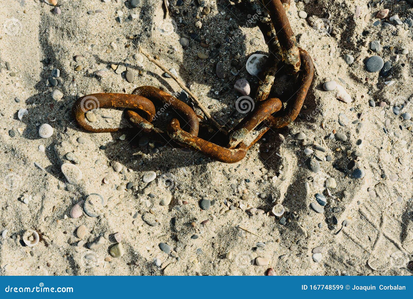 Concept of Abandonment, Old Rusty and Broken Chains Thrown in the Sand ...