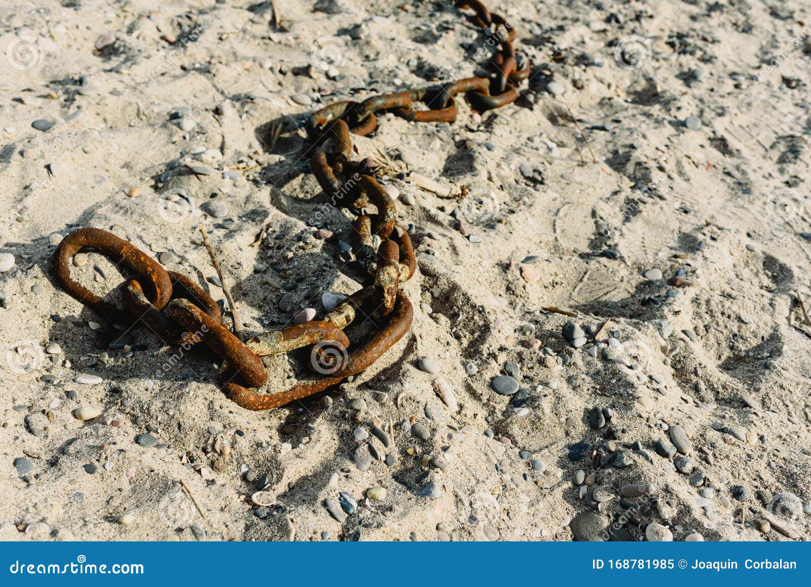 Concept of Abandonment, Old Rusty and Broken Chains Thrown in the Sand ...