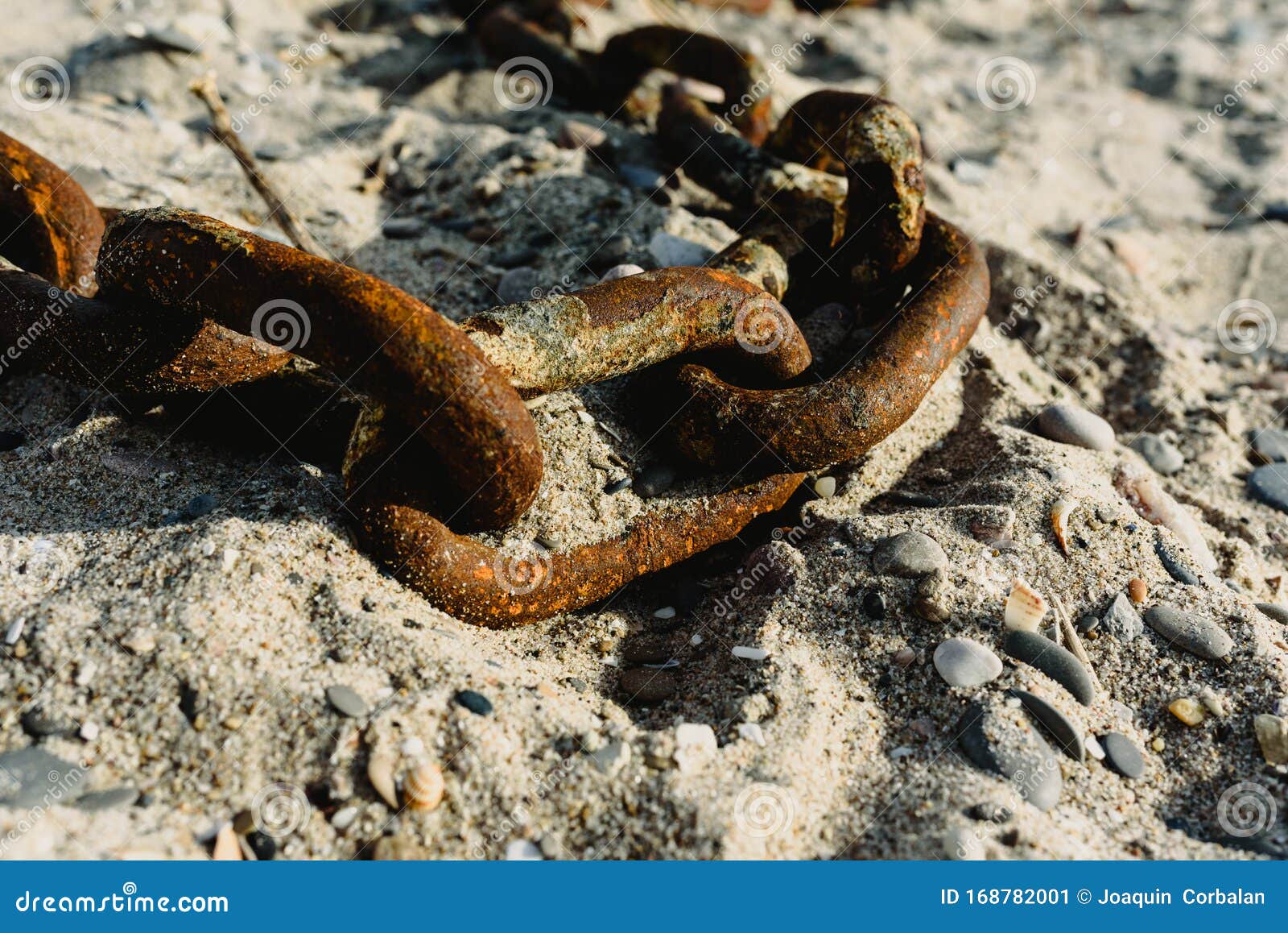 Concept of Abandonment, Old Rusty and Broken Chains Thrown in the Sand ...