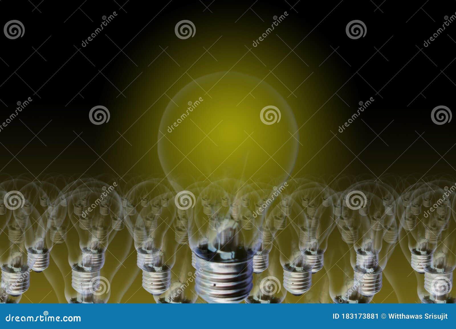 Concept Abstract Bulb, Yellow Bulb with a Black Background Stock Image ...