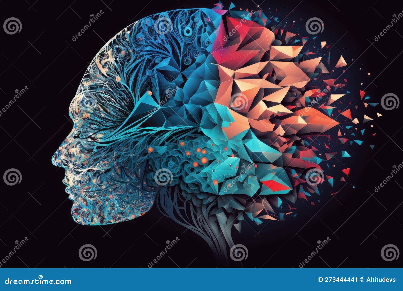 Concept of Abstract Creative Thinking in Form of Human Brain Stock ...