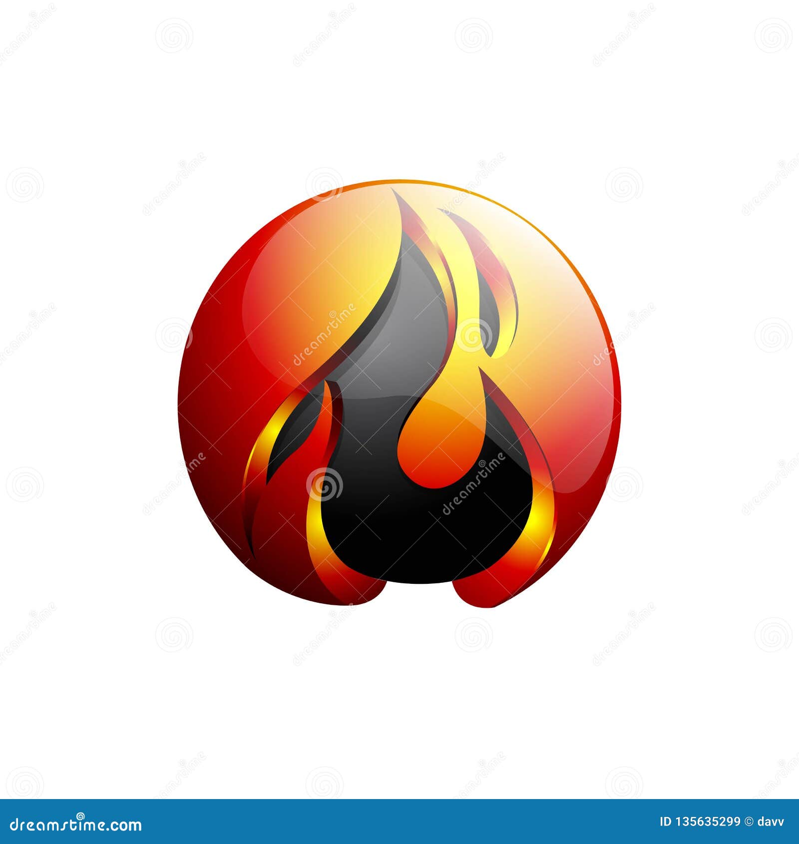 Concept Abstract Design Flame Fire Ball Logo Template in Orange and ...