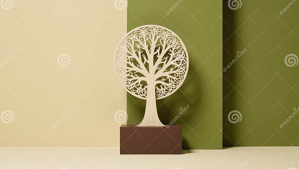 An Abstract Geometric Tree Features a Circular Canopy Rectangular Trunk ...