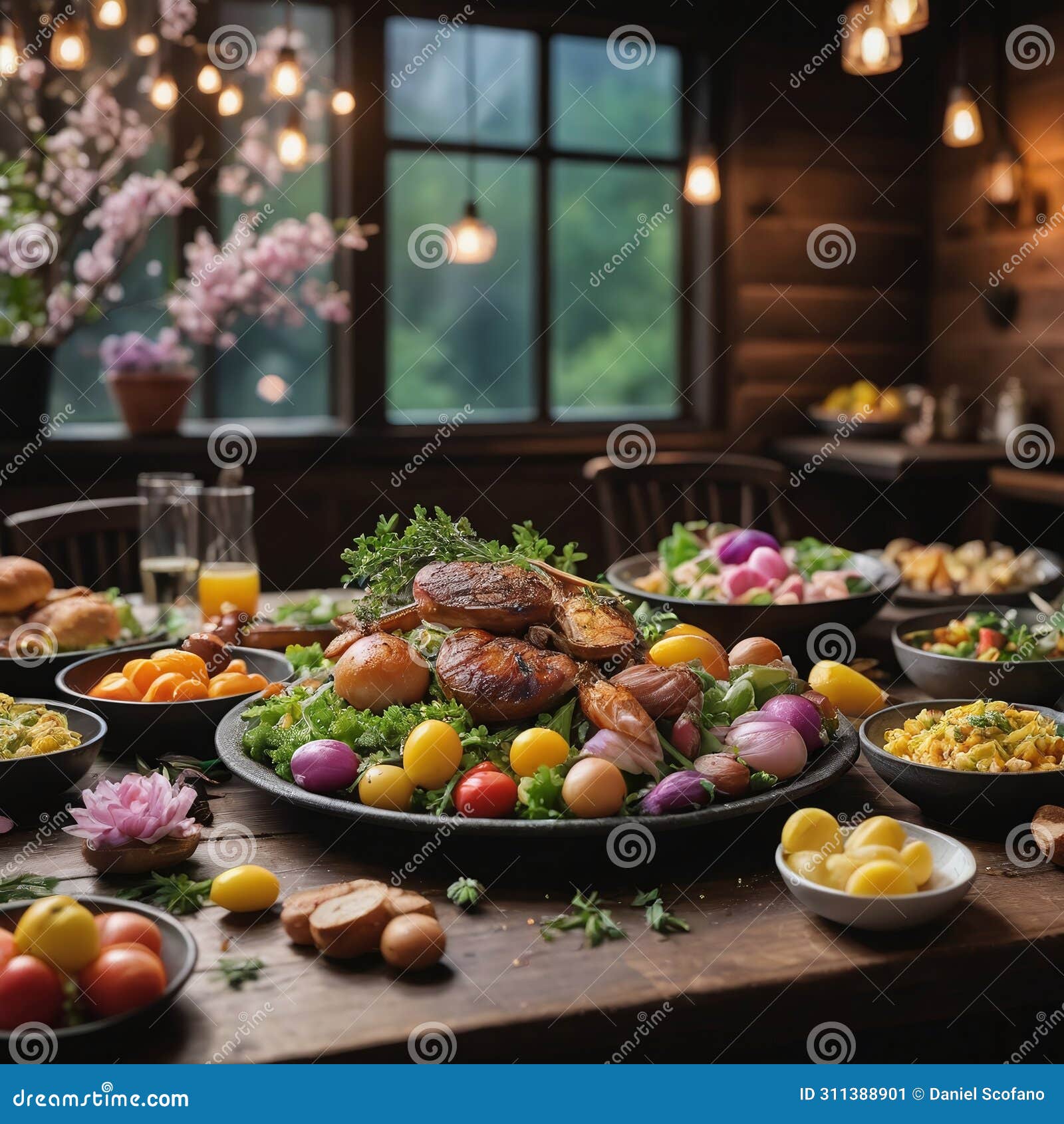 Abstract Spring Feast Background. Generative AI Stock Illustration ...