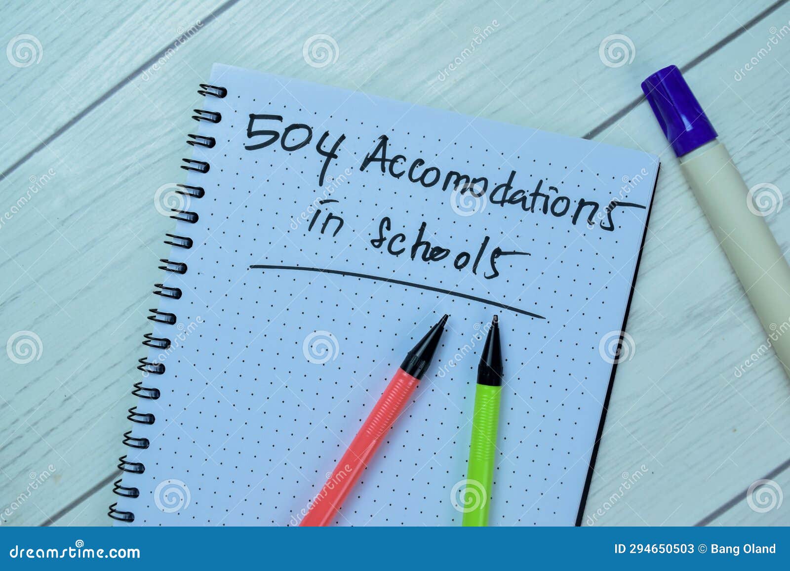 Concept of 504 Accomodations in Schools Write on Book Isolated on ...