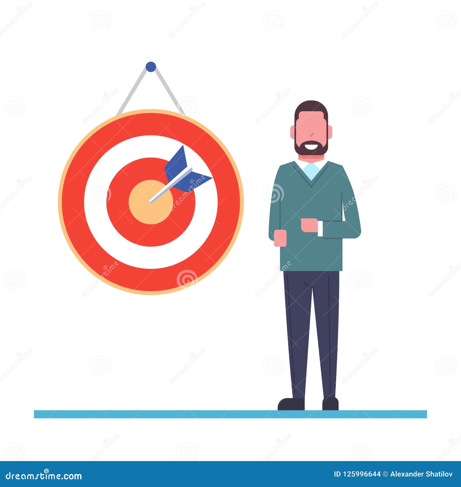 Concept of Achieving a Goal or Success. Man is Standing Near the Target ...