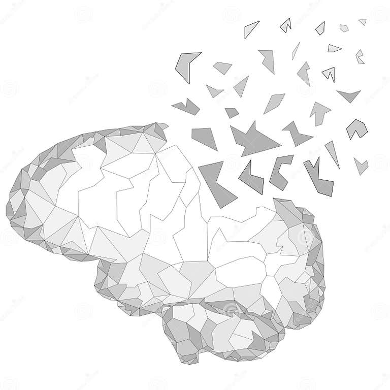 Concept of Active Human Brain with Binary Code Stream. the Human Brain Explodes Technology Low ...