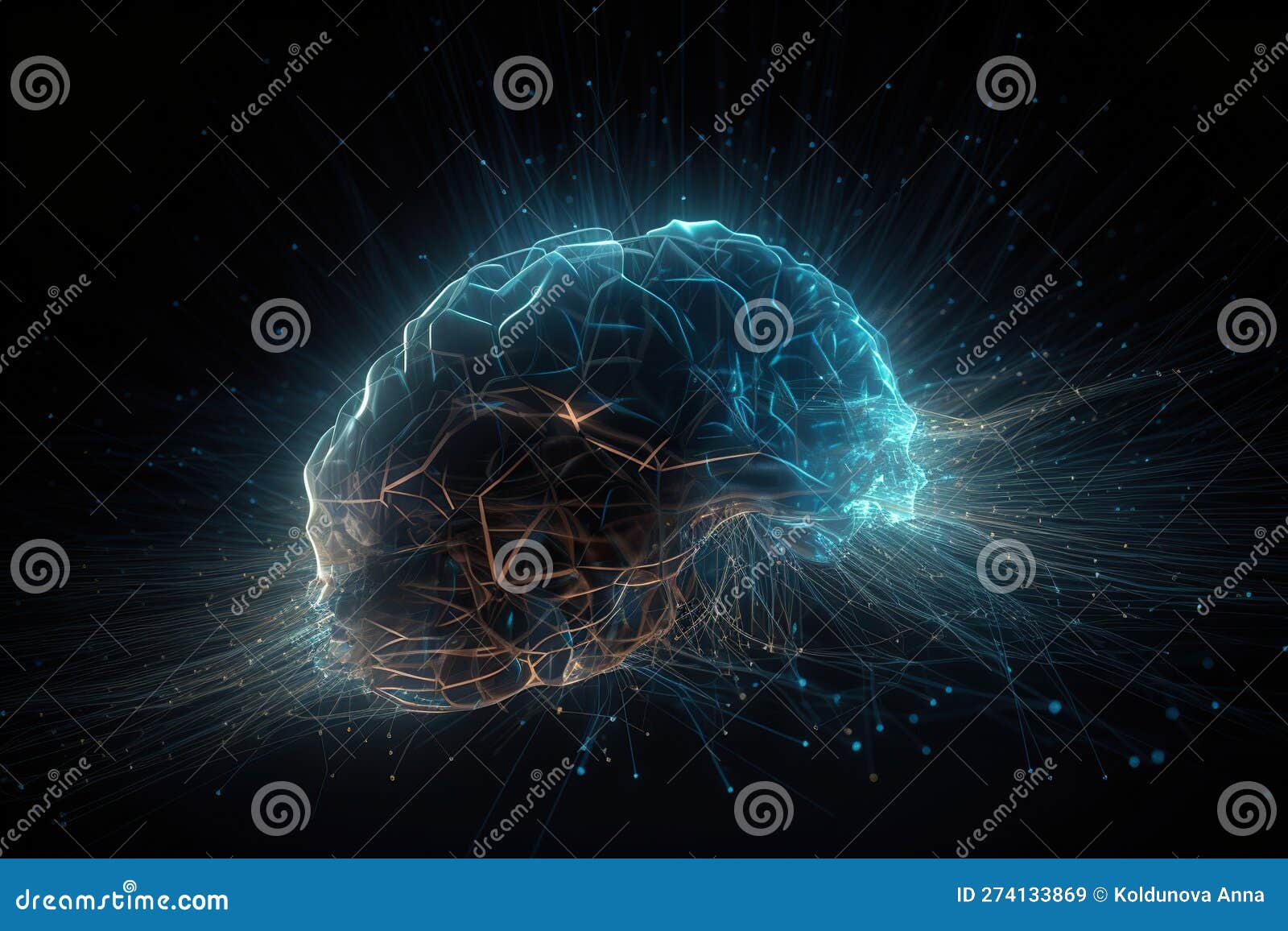Concept of an Active Human Brain on a Dark Background, Created with ...