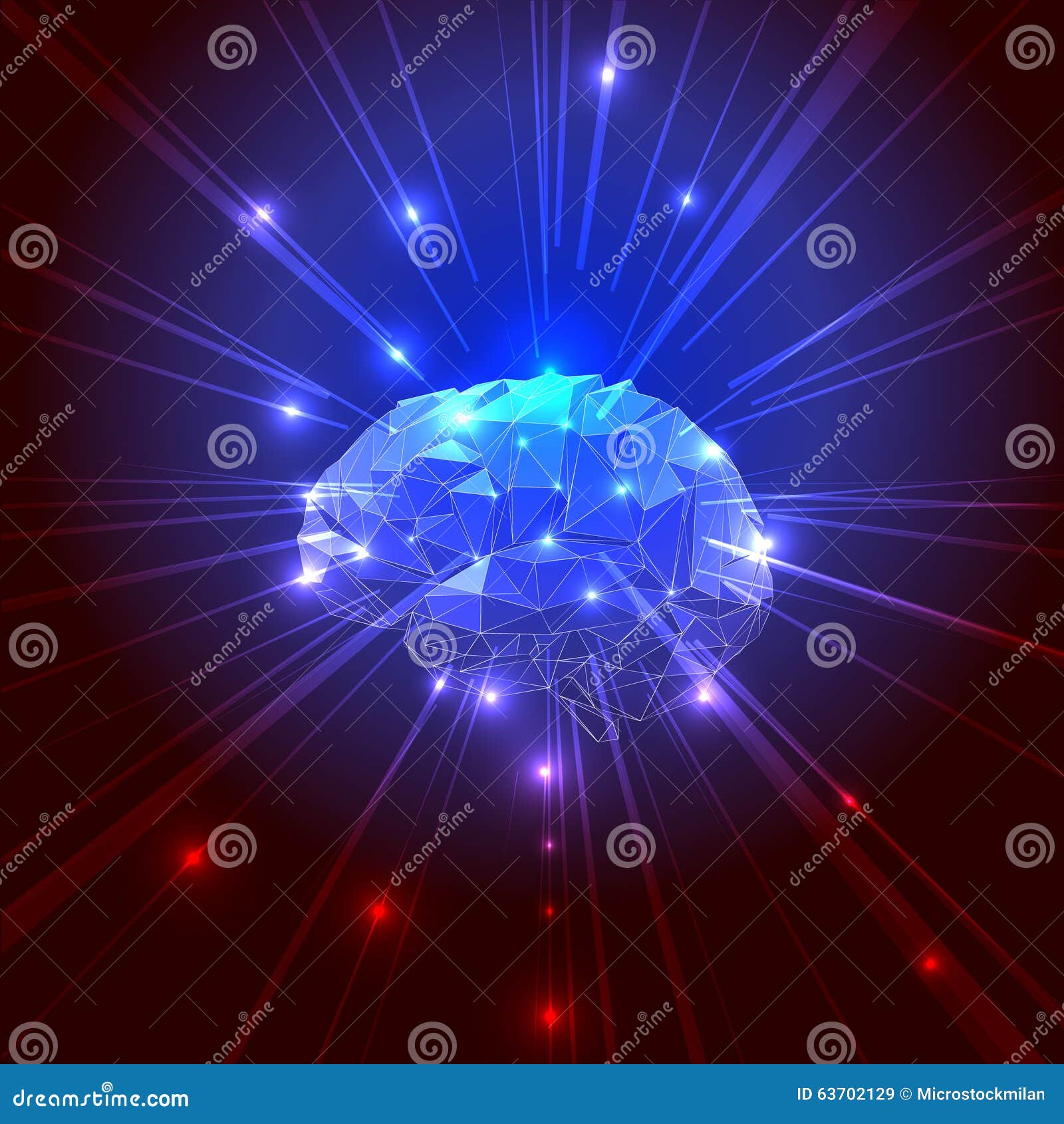 Concept Of Active Human Brain With Binary Code Stream. Human Brain ...