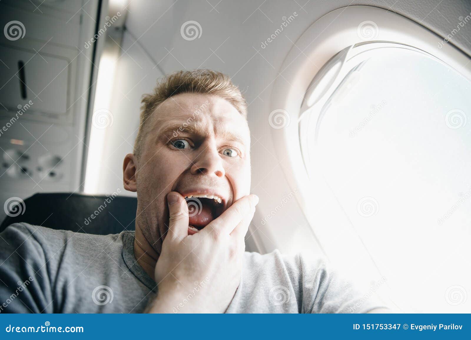 Concept Aerophobia. Afraid of Fear Flying on an Airplane and at Height ...