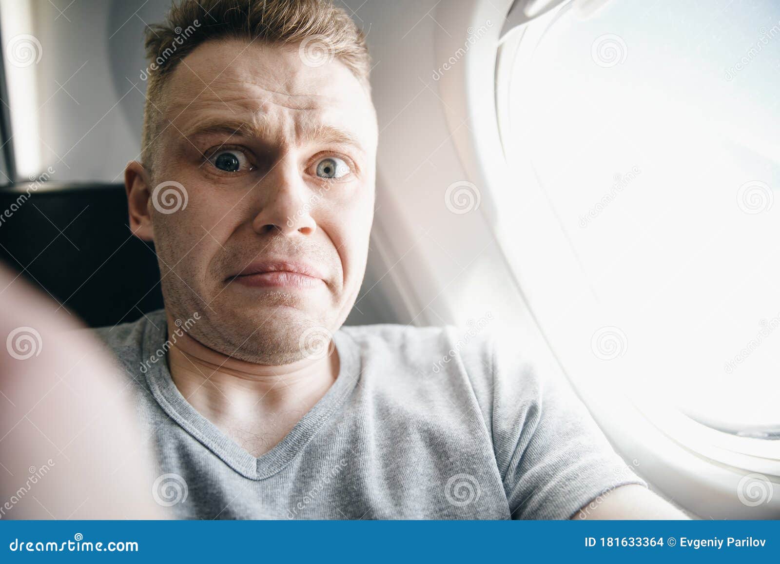 Concept Aerophobia. Afraid of Fear Flying on an Airplane and at Height ...