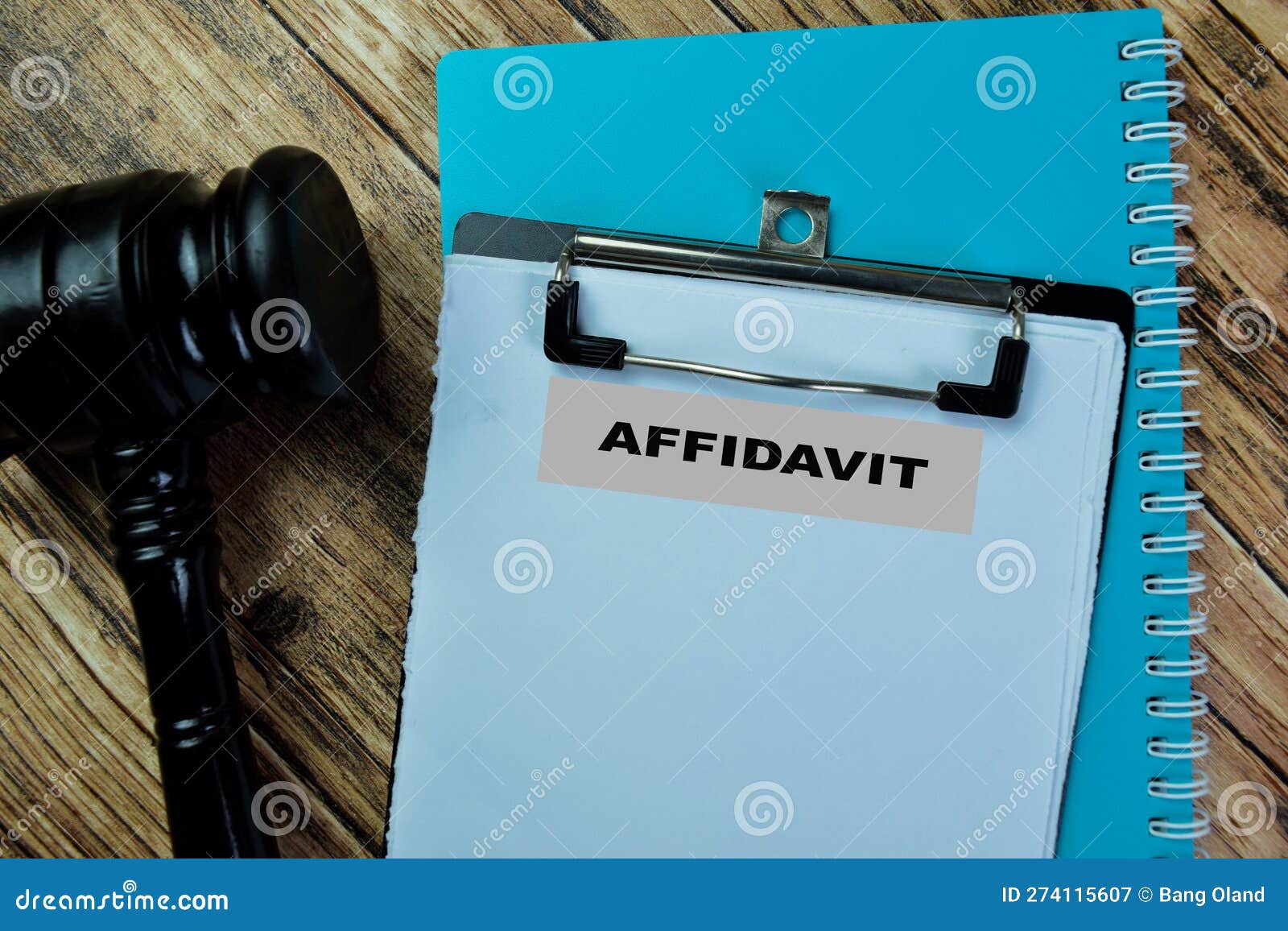 Concept of Affidavit Write on Paperwork Isolated on Wooden Table Stock ...