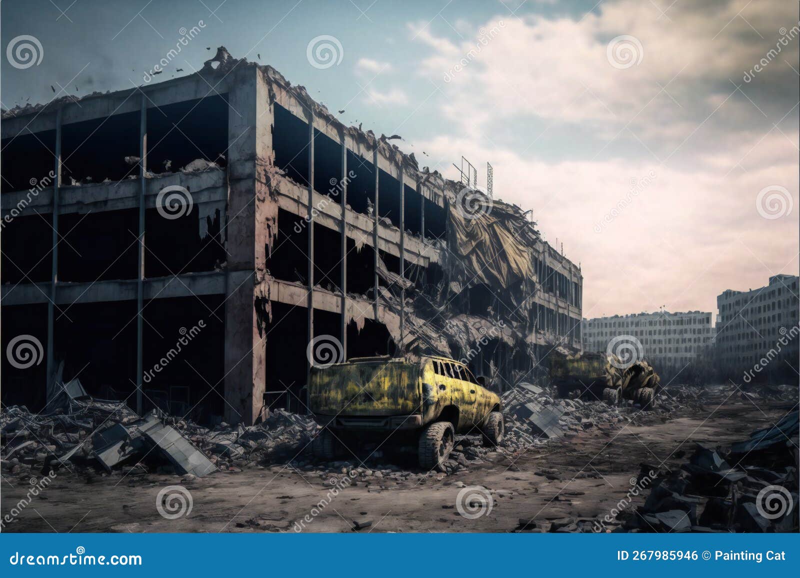 Concept of the Aftermath of War, Creative Digital Illustration Painting ...