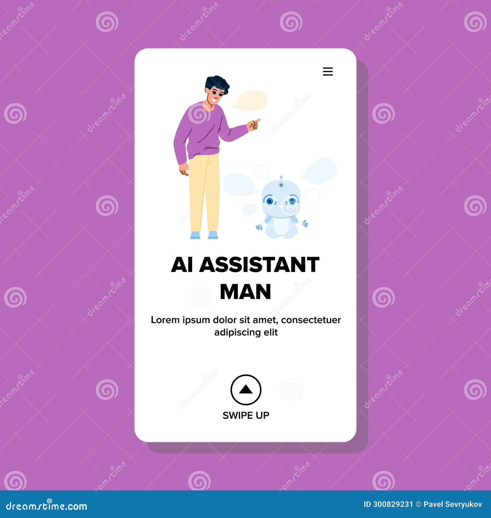 Concept Ai Assistant Man Vector Stock Vector - Illustration of flat ...