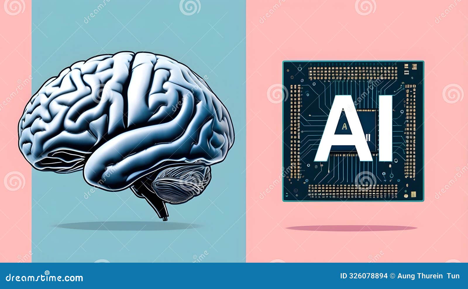 A Concept of AI Chipset and Human Brain Stock Illustration ...