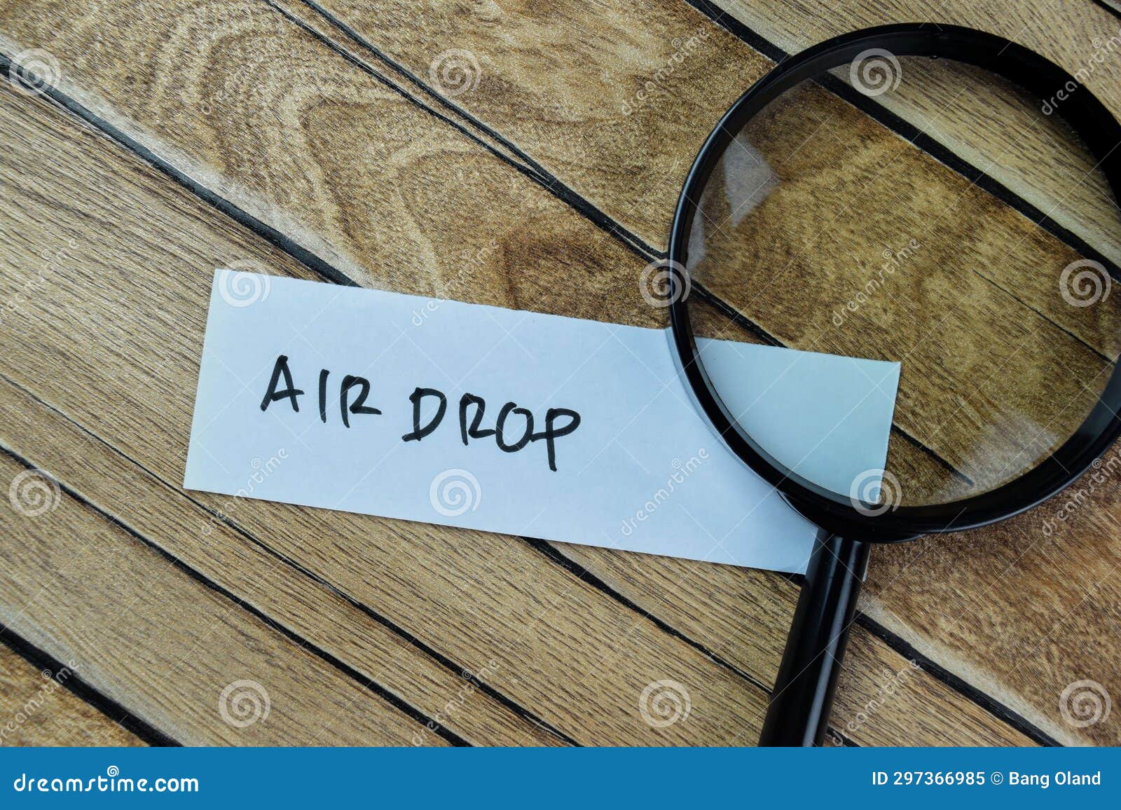 Concept of Air Drop Write on Sticky Notes Isolated on Wooden Table ...