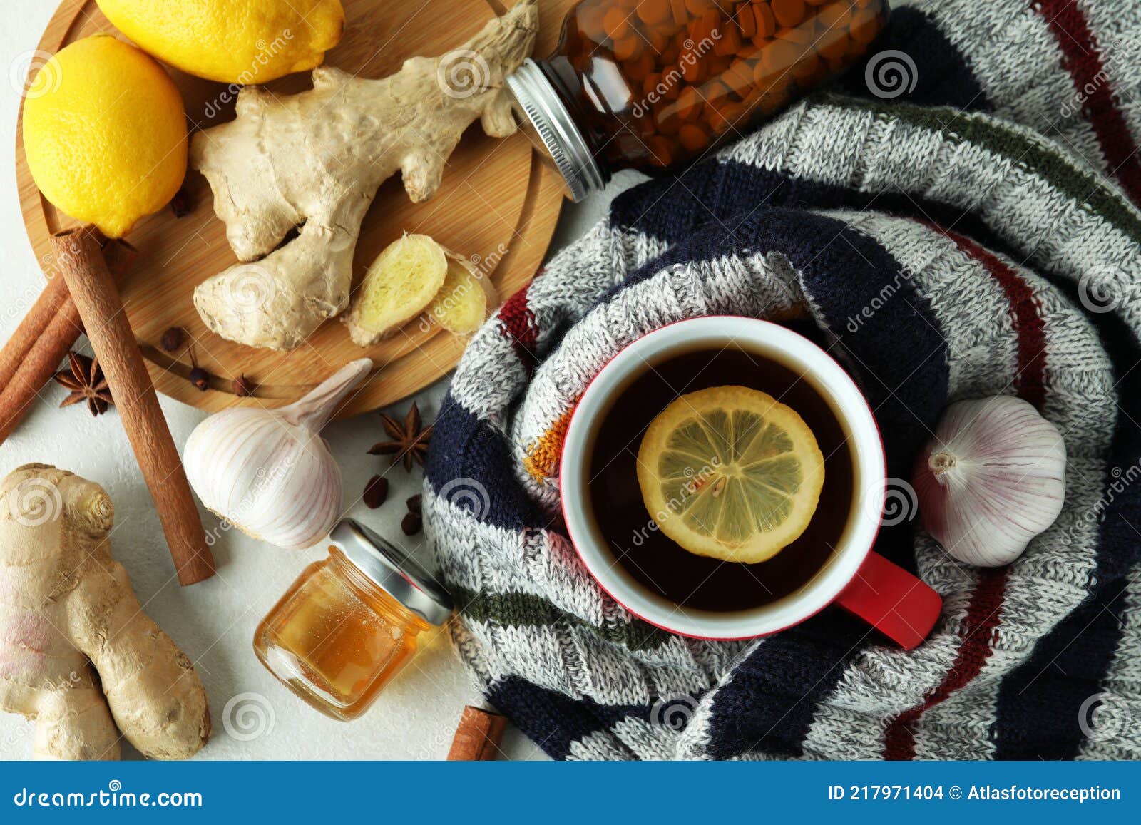 Cold And Flu Treatment Set. Pills, Throat Spray, Medical Mask ...
