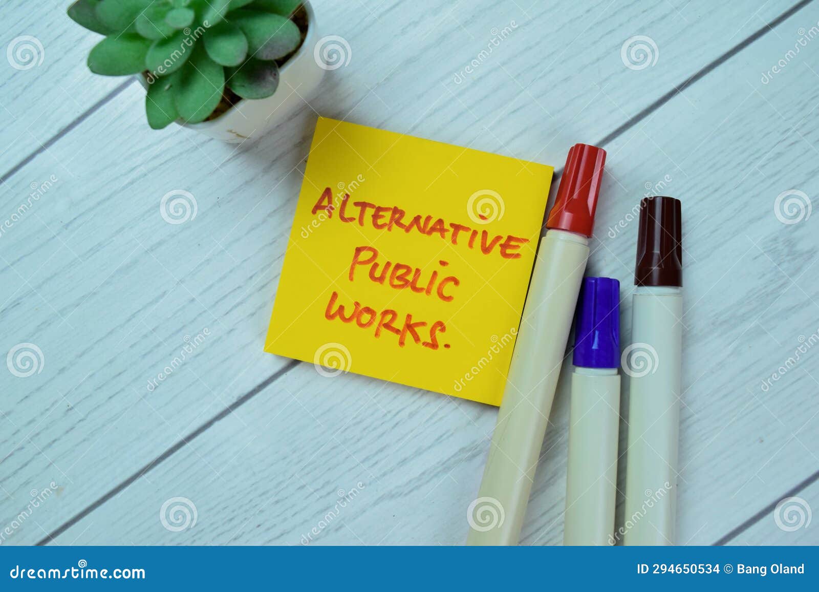 Concept of Alternative Public Works Write on Sticky Notes Isolated on ...