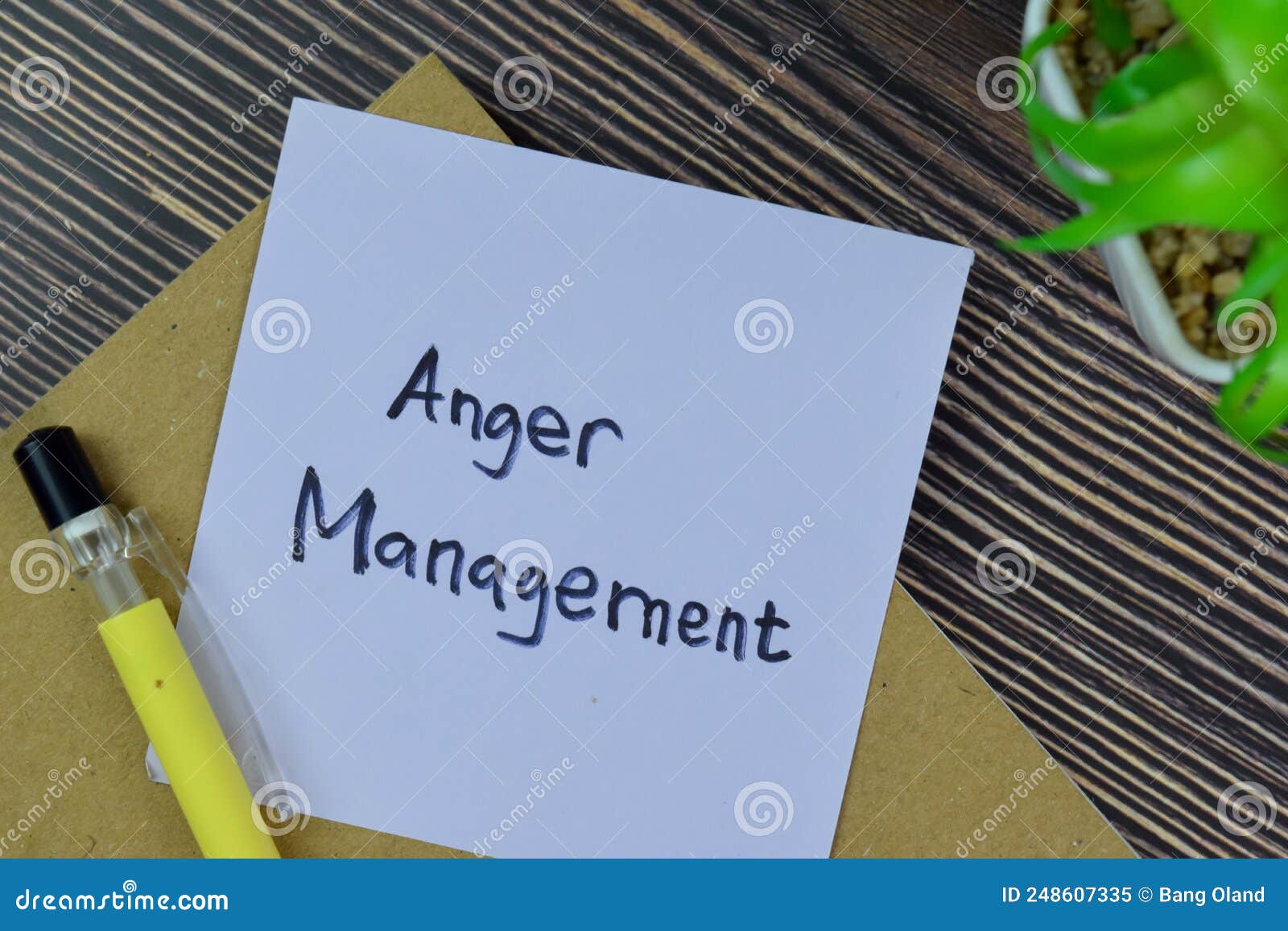 Concept of Anger Management Write on Sticky Notes Isolated on Wooden ...
