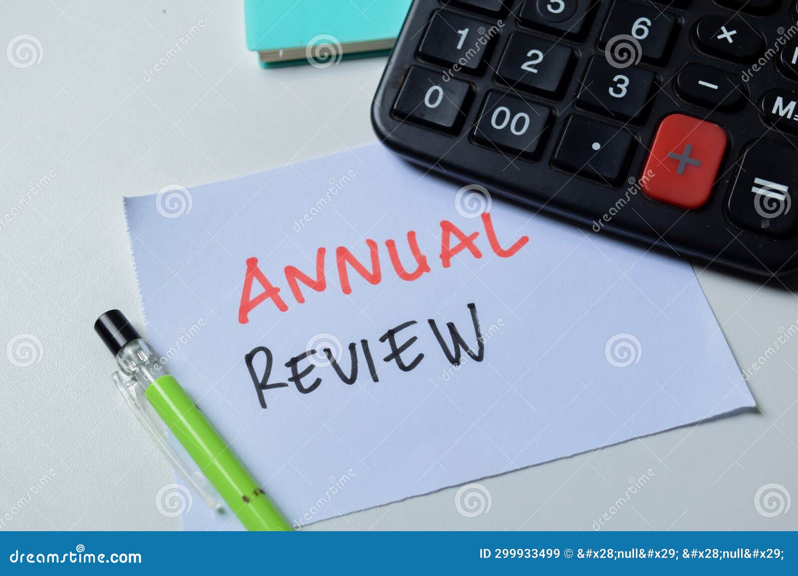 Concept of Annual Review Write on Sticky Notes Isolated on White ...