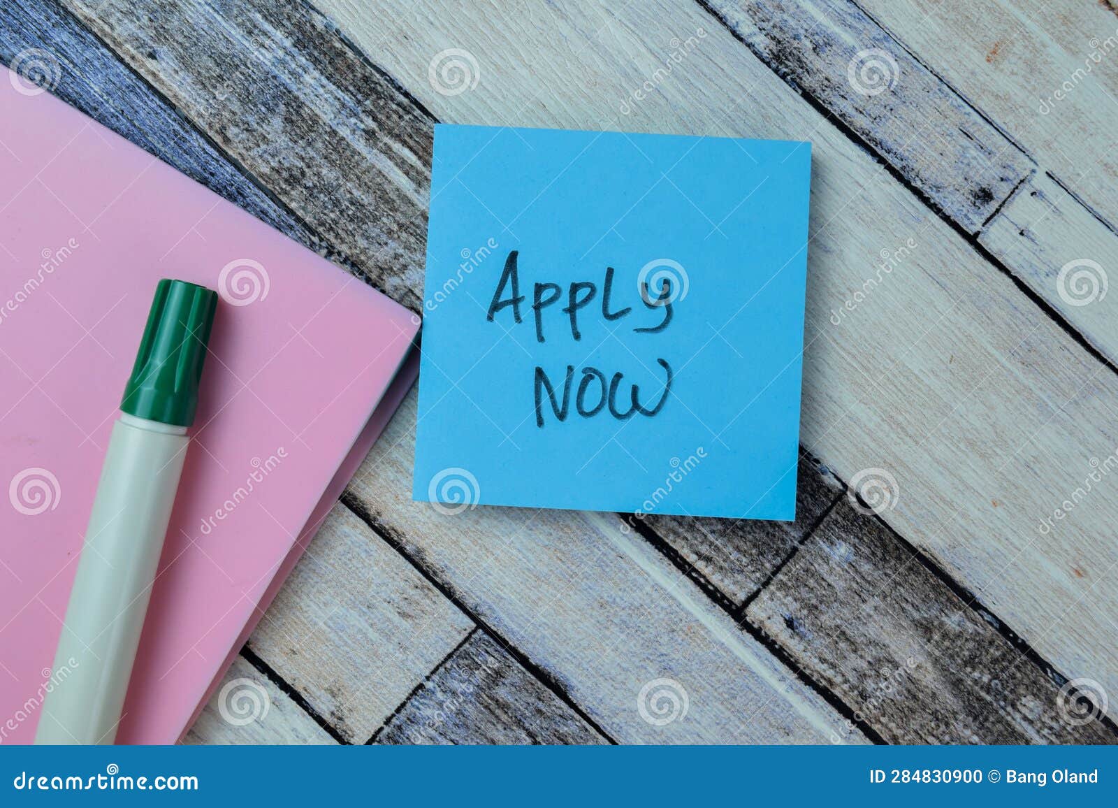 Concept of Apply Now Write on Sticky Notes Isolated on Wooden Table ...