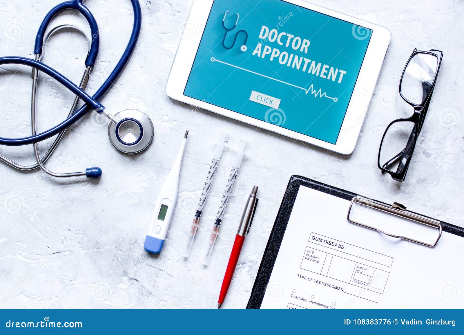 Concept of Appointment To Doctor Online Top View Stock Photo - Image of ...