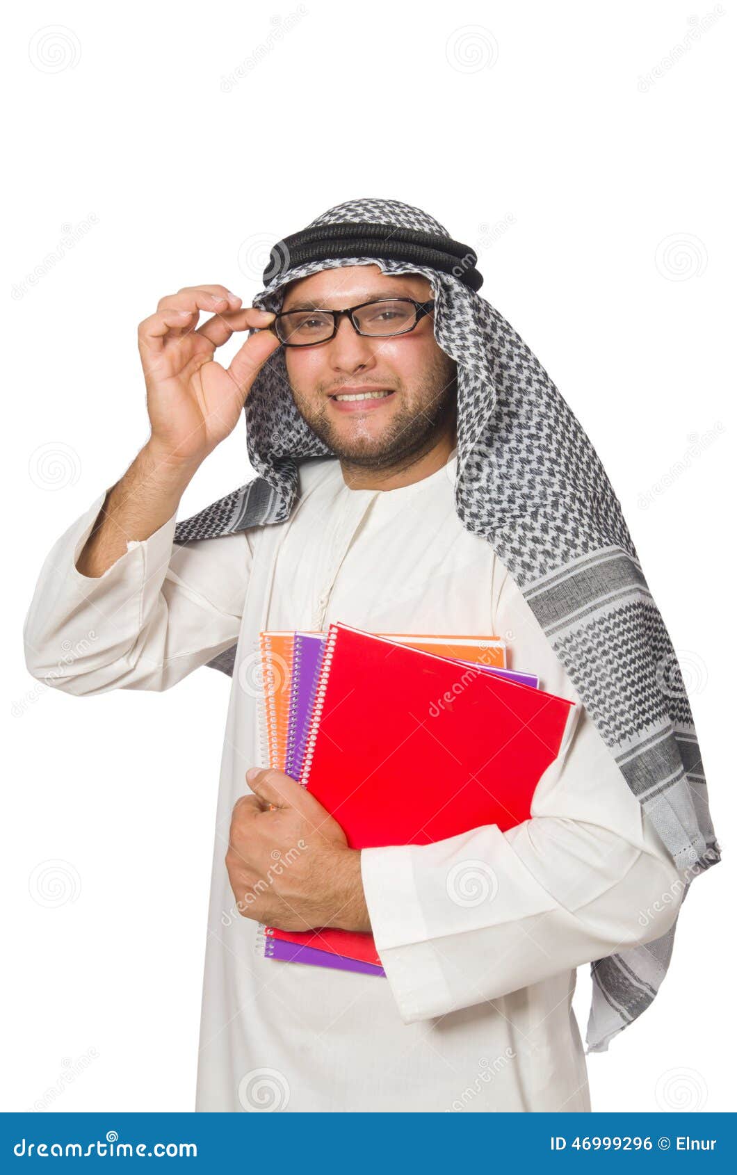 Concept with Arab Man Isolated Stock Photo - Image of priest, book ...