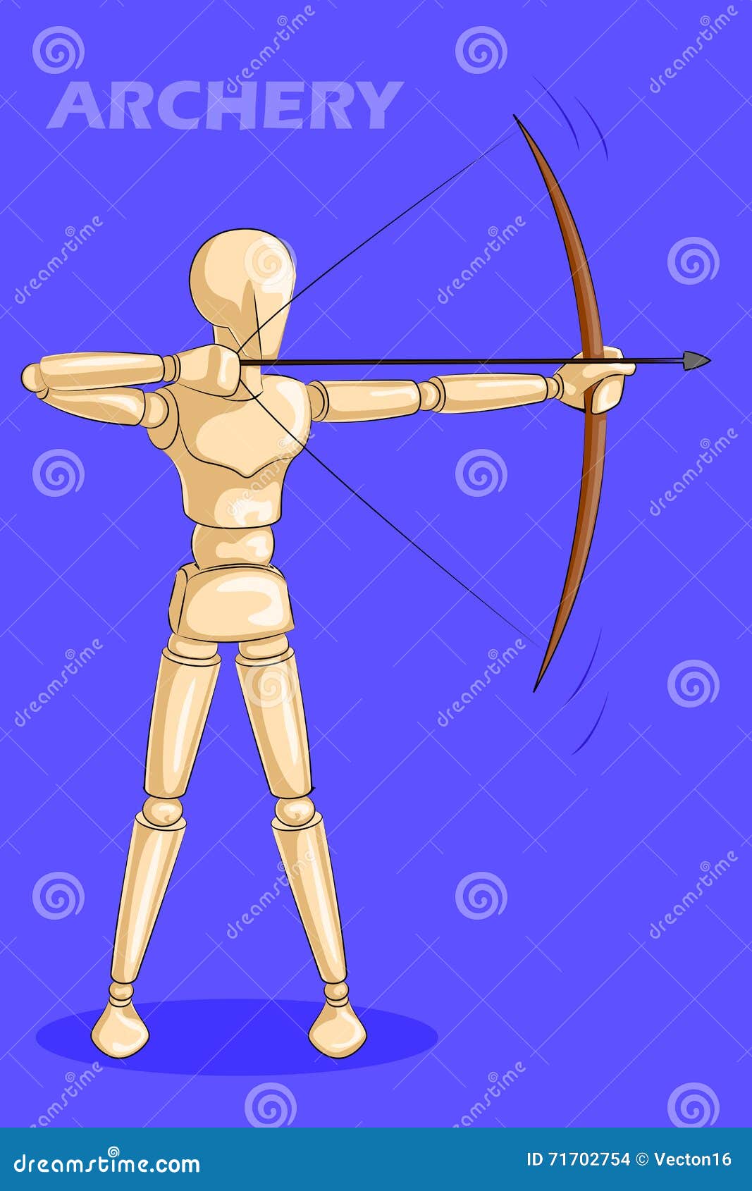 Concept of Archery with Wooden Human Mannequin Stock Illustration ...