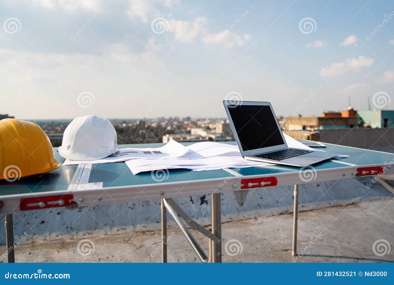 Concept of Architects, Engineer Equipment on the Desk with a Blueprint ...