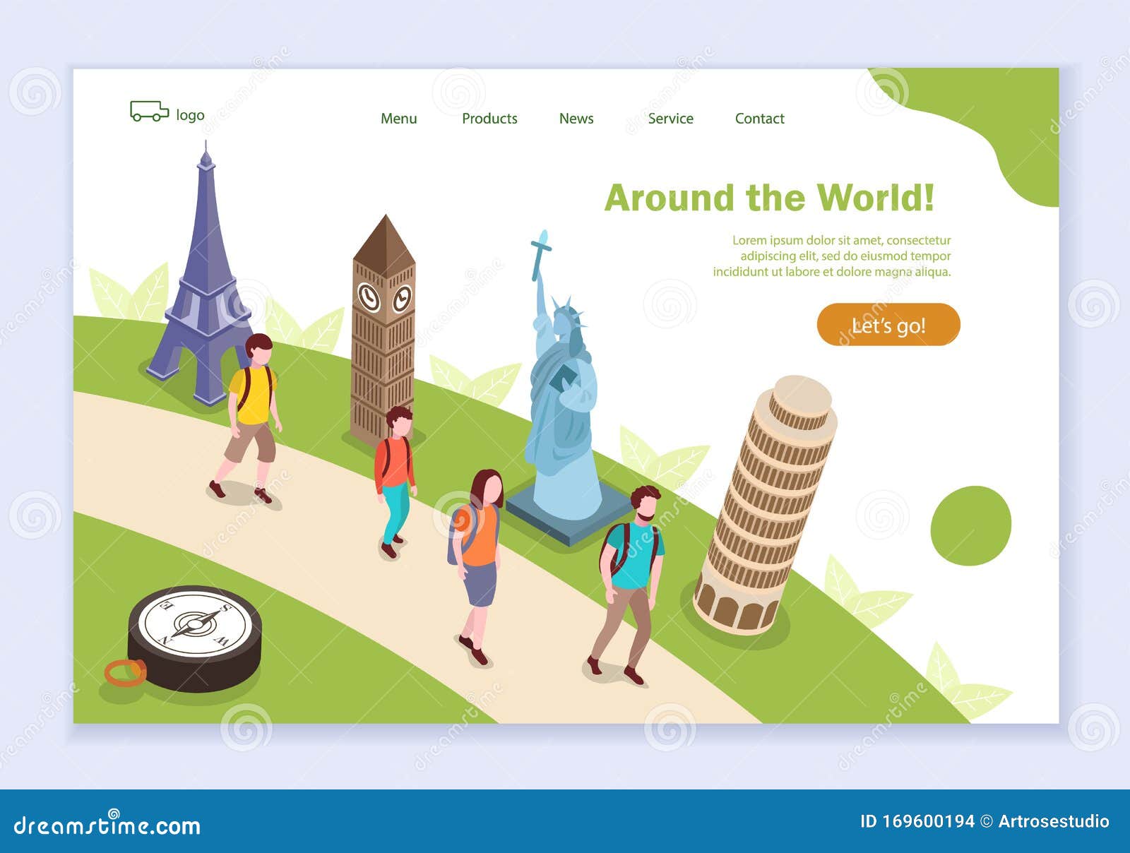 Concept of Around the World, Creative Website Template Stock Vector ...