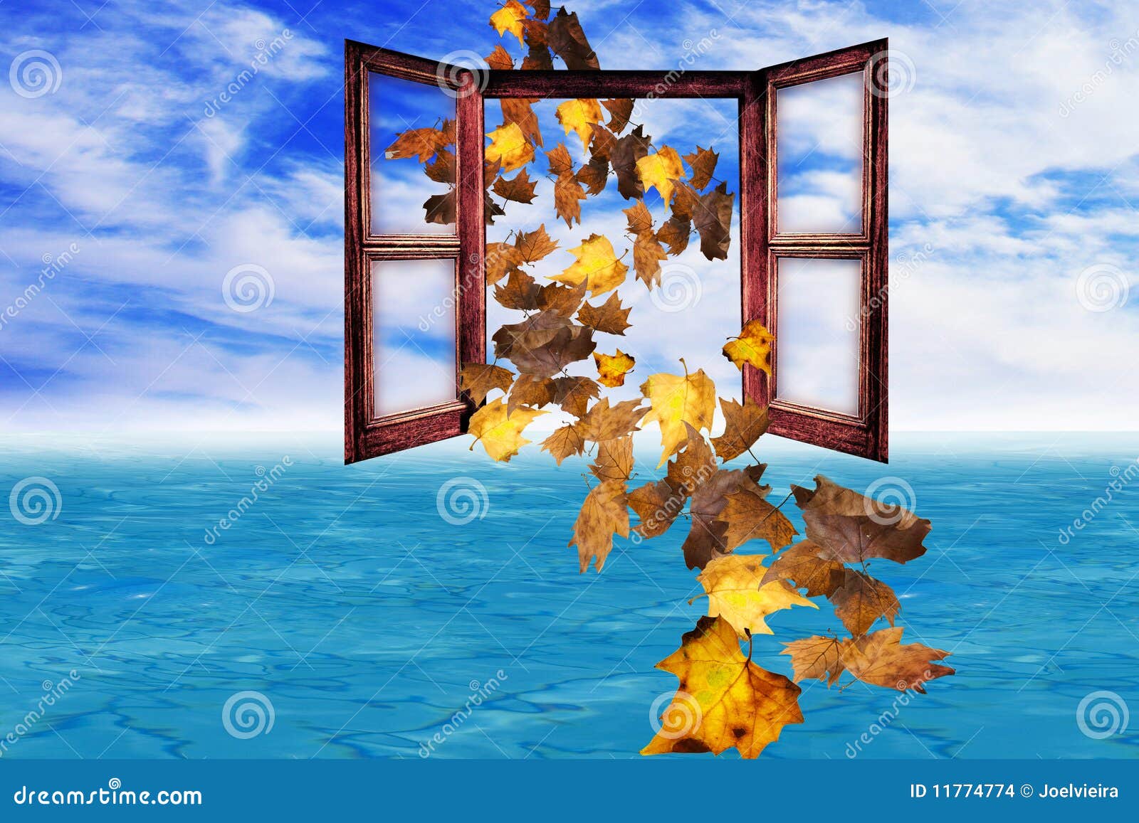 Concept Arrival Autumn Leaves Stock Photo - Image of colorful, window ...