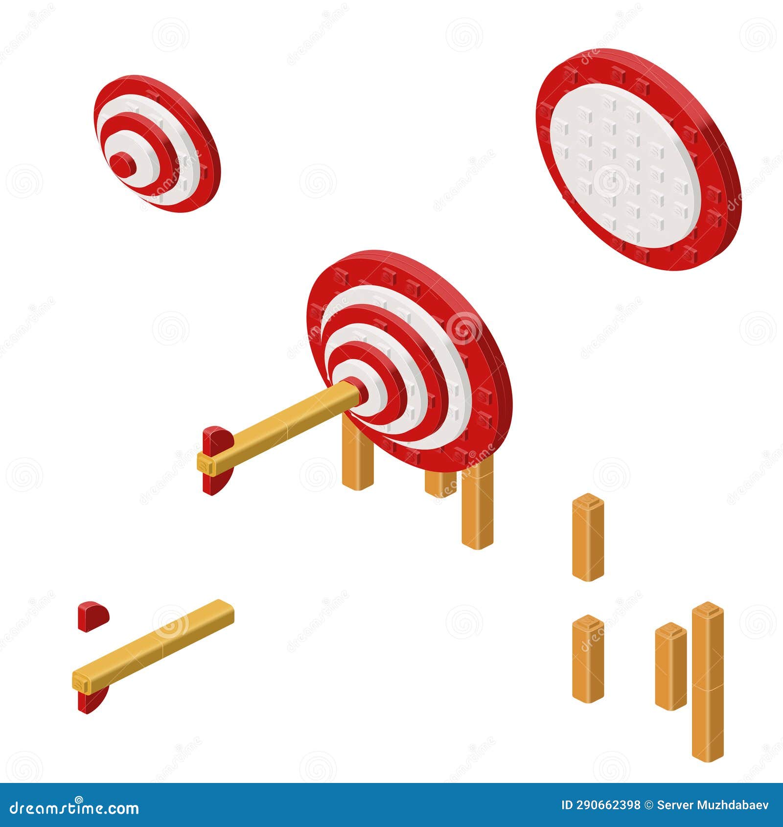 Concept with an Arrow Piercing a Target in Isometric Style for Printing ...