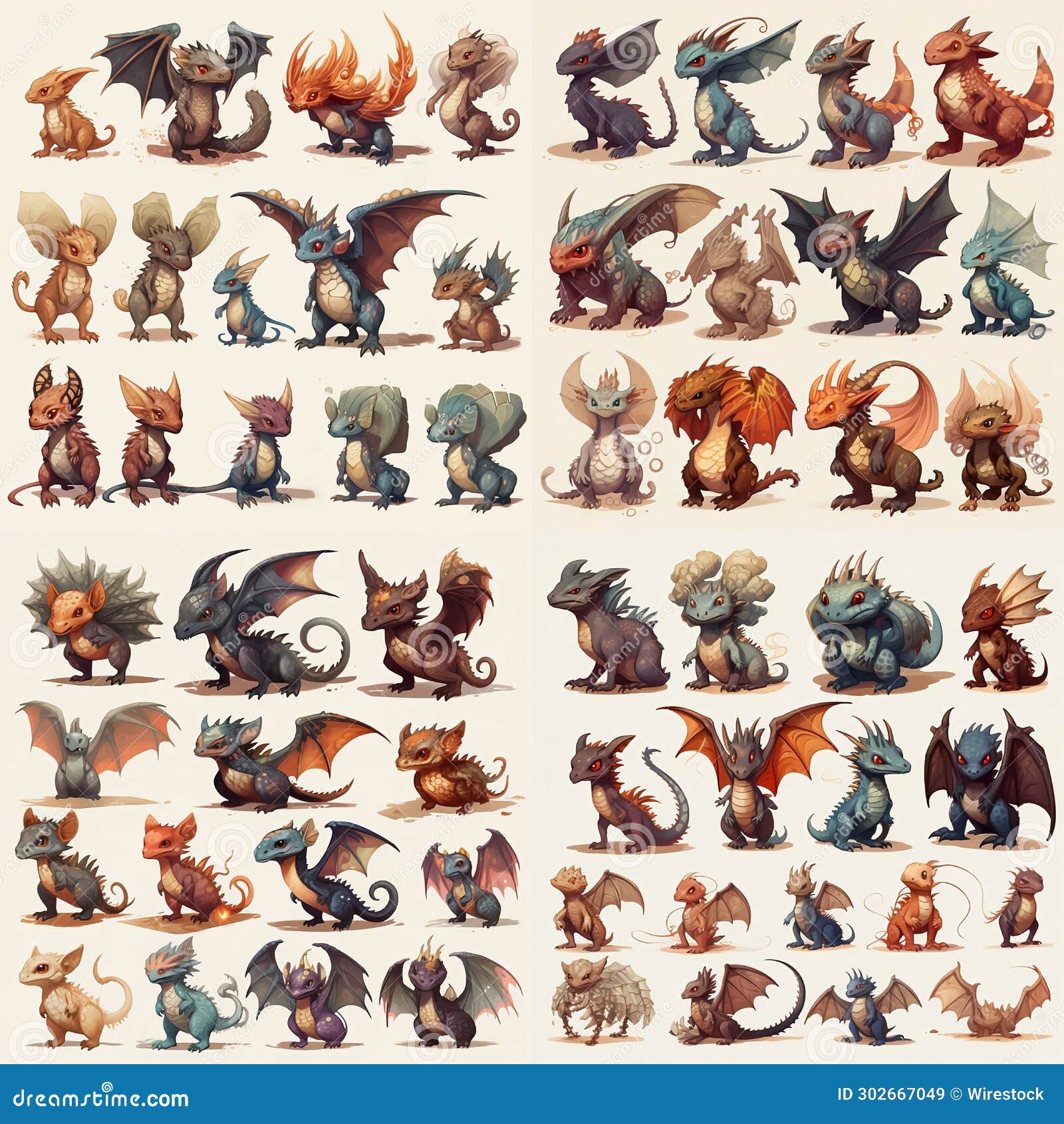 Concept Art of Different Types of Dragon Characters in Various ...