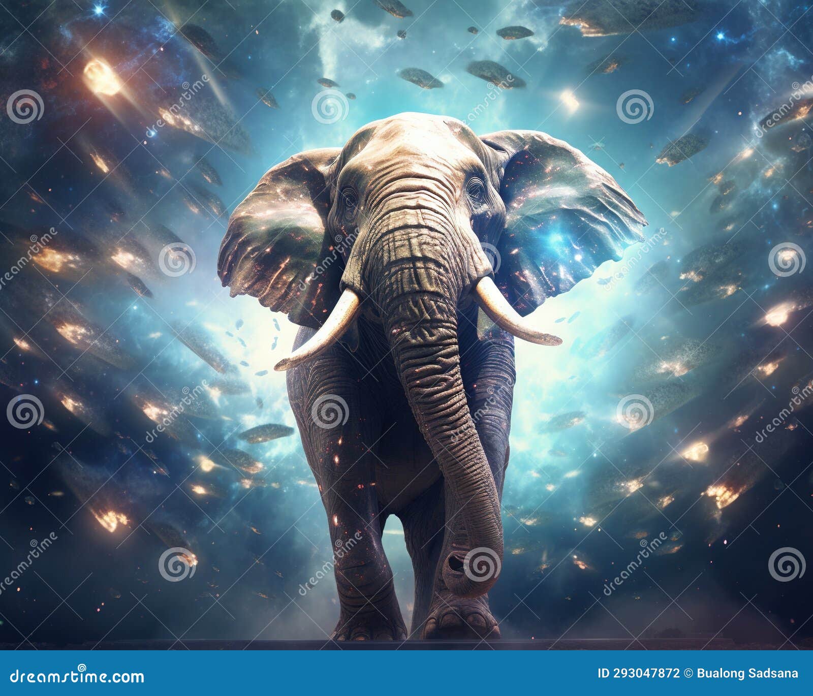 Concept Art of an Elephant in the Universe. Stock Illustration ...