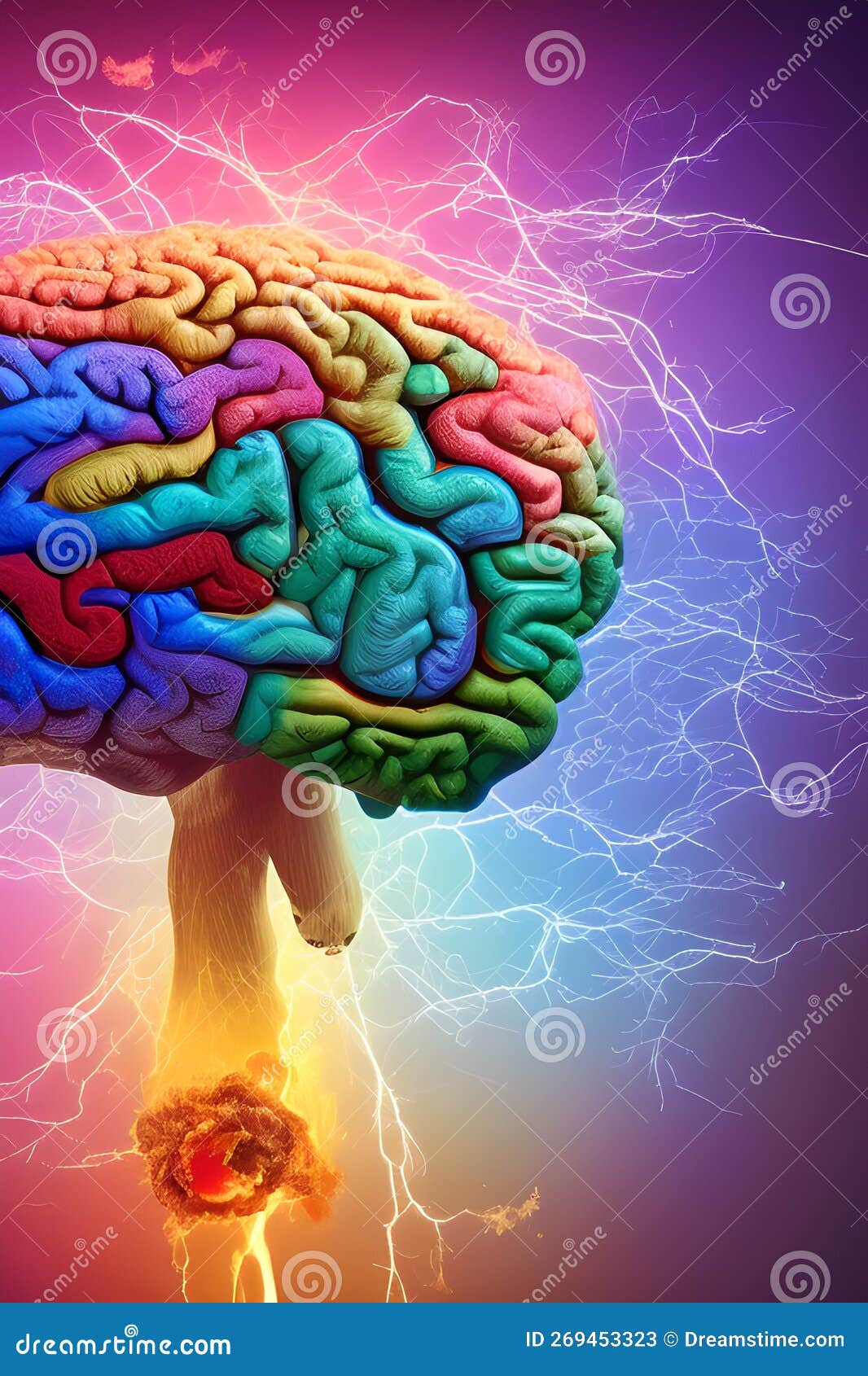 Concept Art of an Exploding White Brain Filled with Knowledge and ...