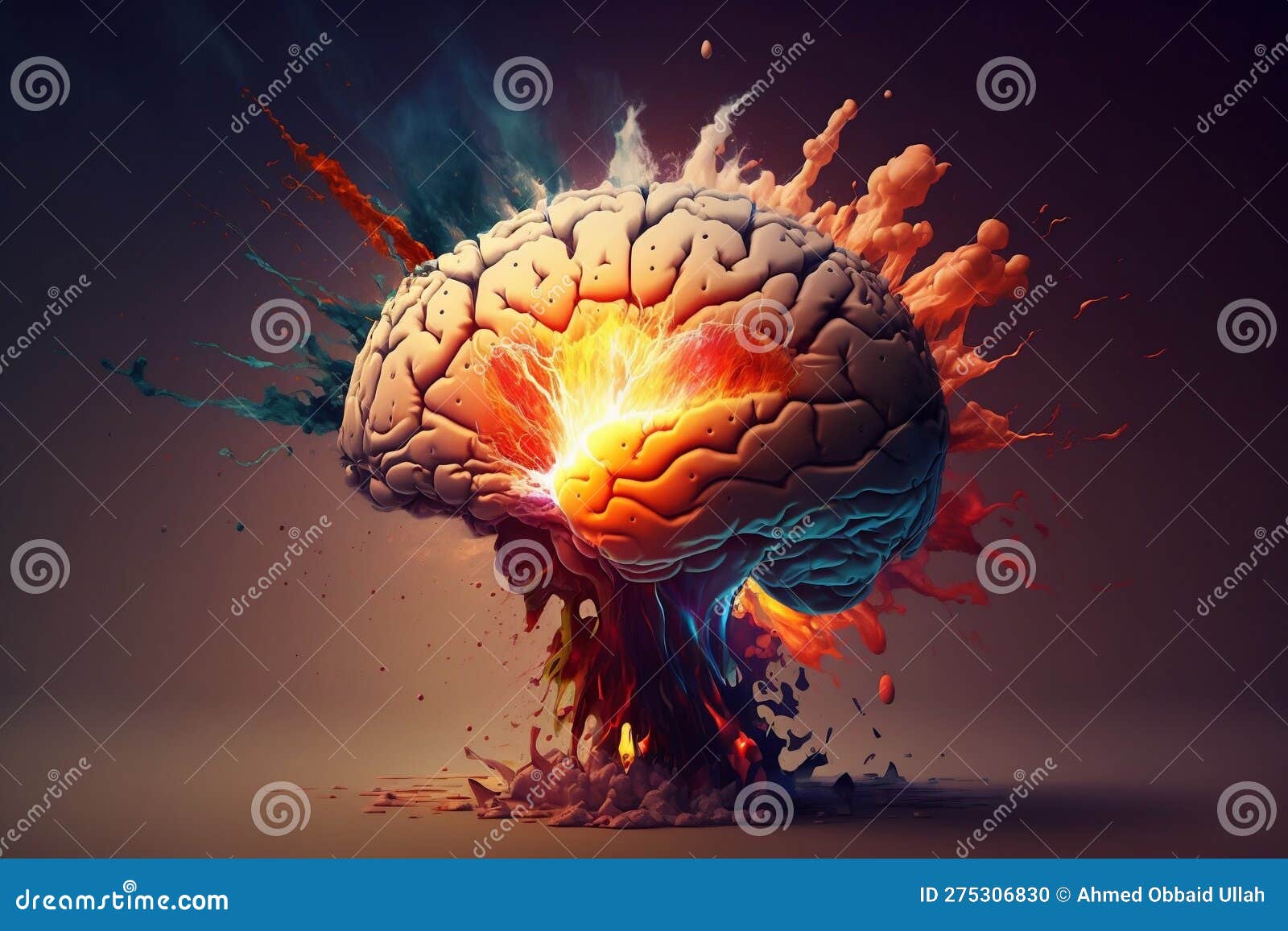 Concept Art of a Human Brain Bursting with Knowledge, Generative Ai ...