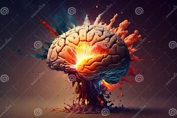 Concept Art of a Human Brain Bursting with Knowledge, Generative Ai ...