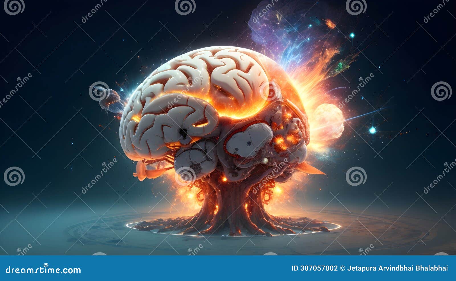 Concept Art of a Human Brain Exploding with Knowledge and Creativity ...