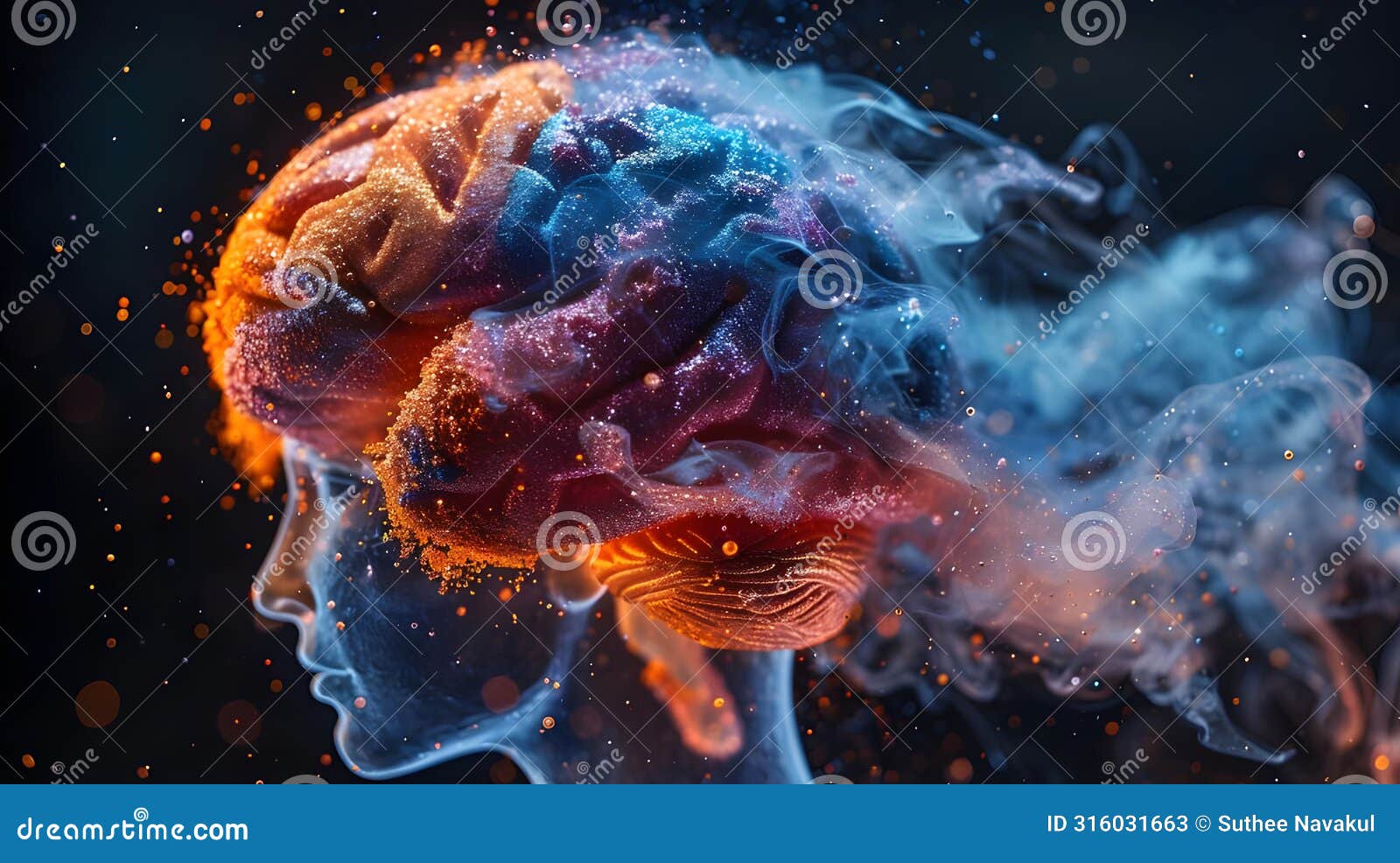 Concept Art of a Human Brain Exploding with Knowledge and Creativity ...