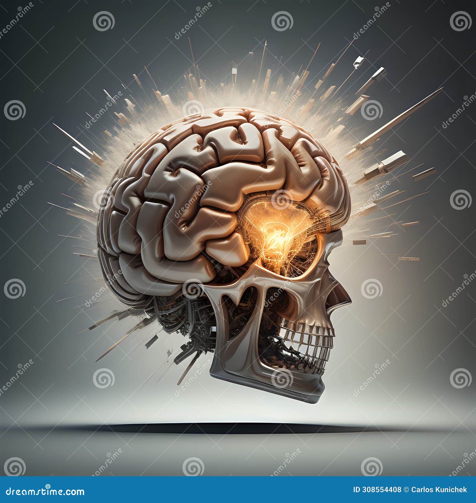 Concept Art of a Human Brain Exploding with Knowledge and Creativity ...