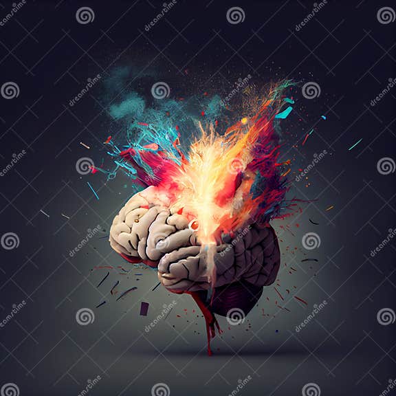 Concept Art of a Human Brain Exploding with Knowledge and Creativity ...
