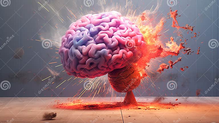 Concept Art of a Human Brain Exploding with Knowledge and Creativity ...